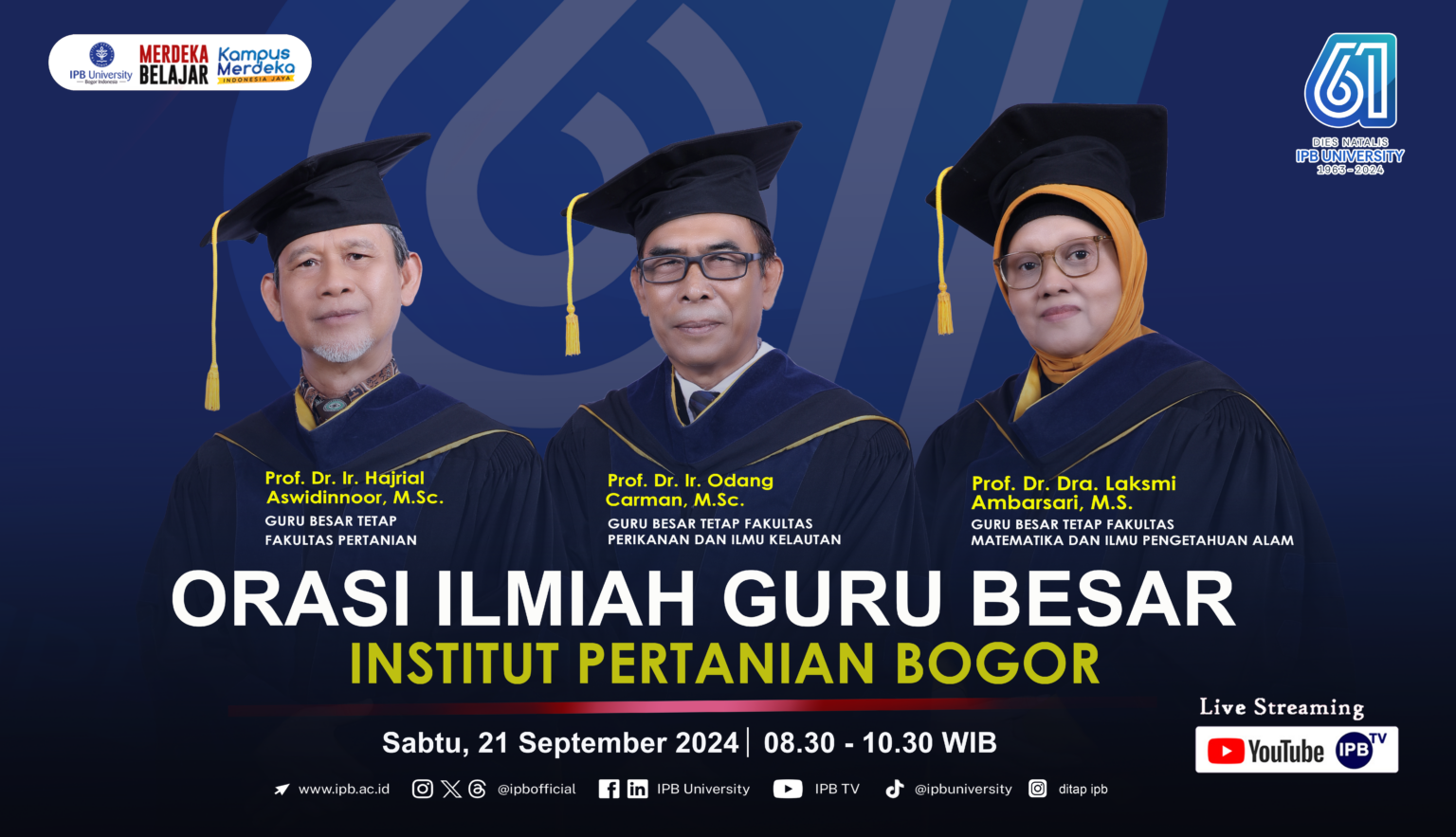 Orasi Ilmiah Guru Besar IPB | 21 September 2024 – Orasi Ilmiah
